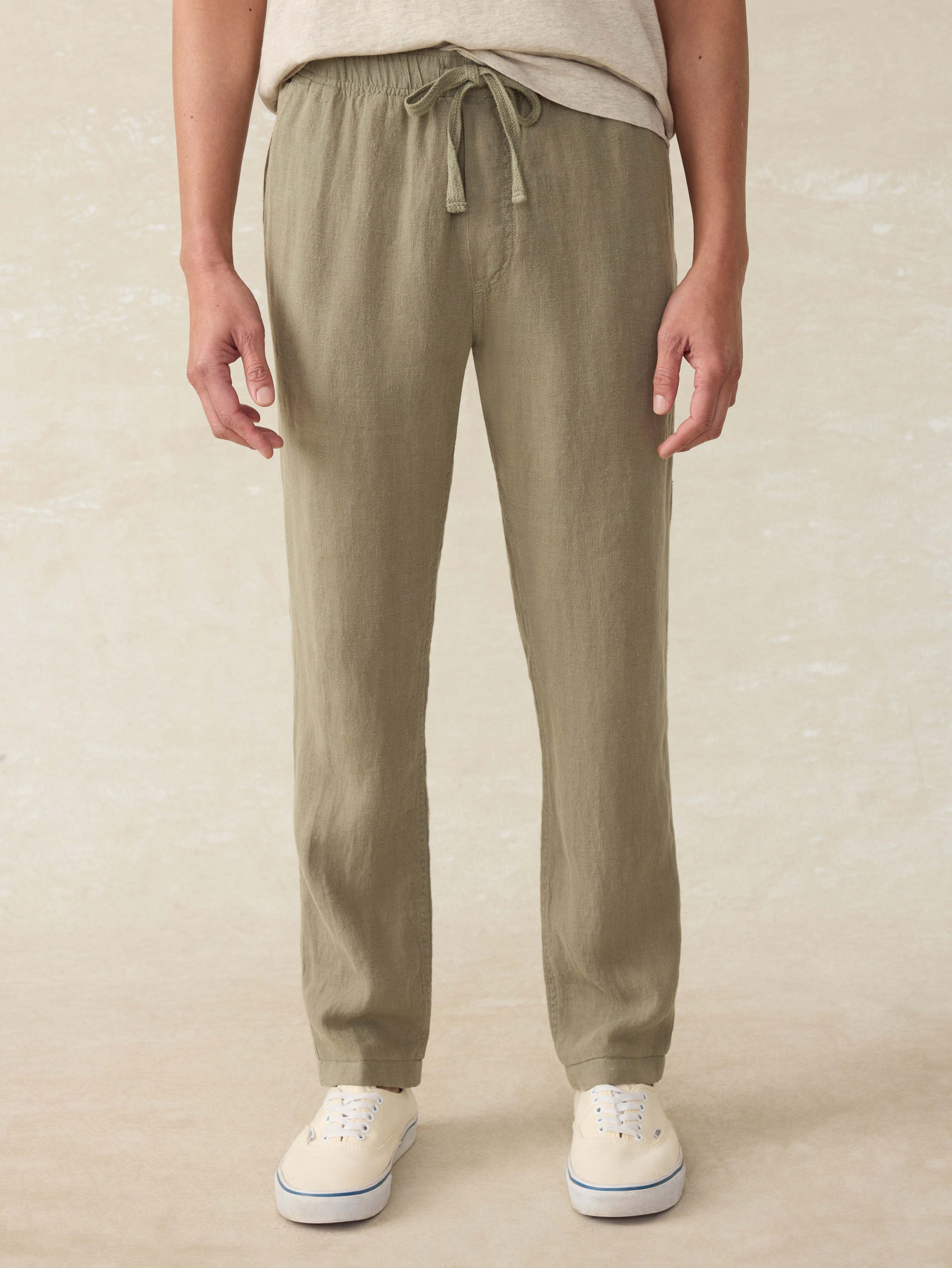 Faherty Linen Drawstring Pants – Grey Salt
