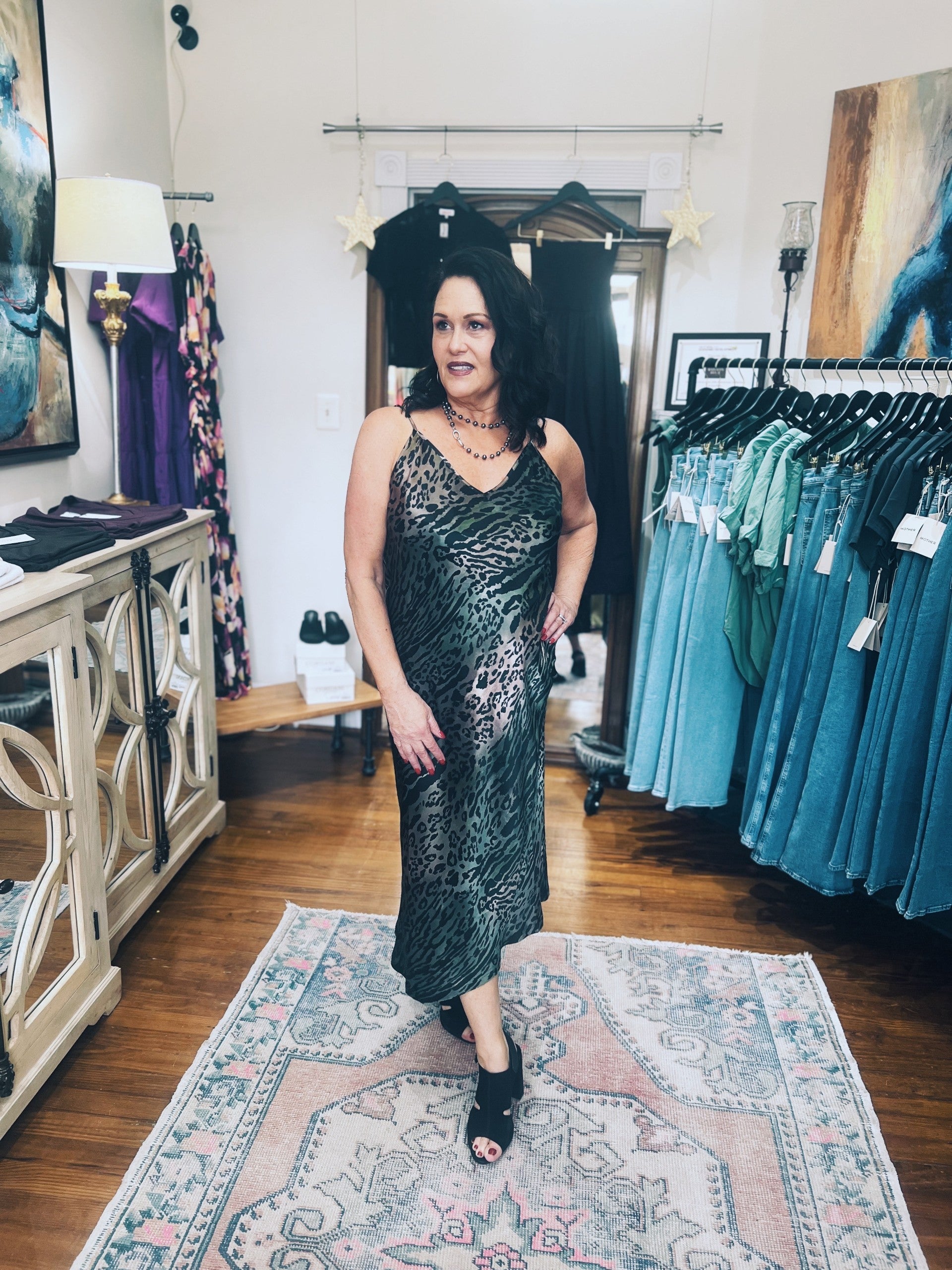 Go Silk Go Slip Dress Printed – Grey Salt